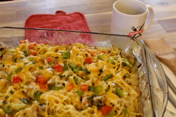 CREAMY CHICKEN SPAGHETTI CASSEROLE - Bonita's Kitchen
