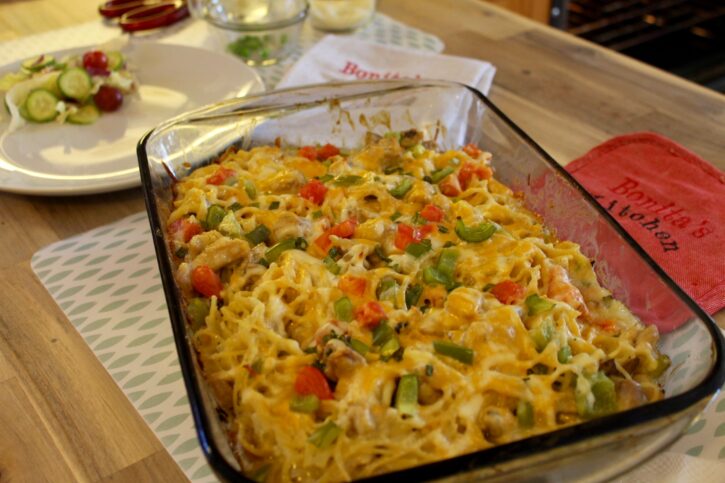 CREAMY CHICKEN SPAGHETTI CASSEROLE - Bonita's Kitchen